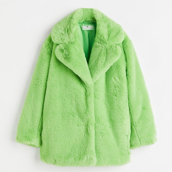 H&M | Jackets & Coats | Hm Kids Tween Girls Spring Green Fluffy Coat ...